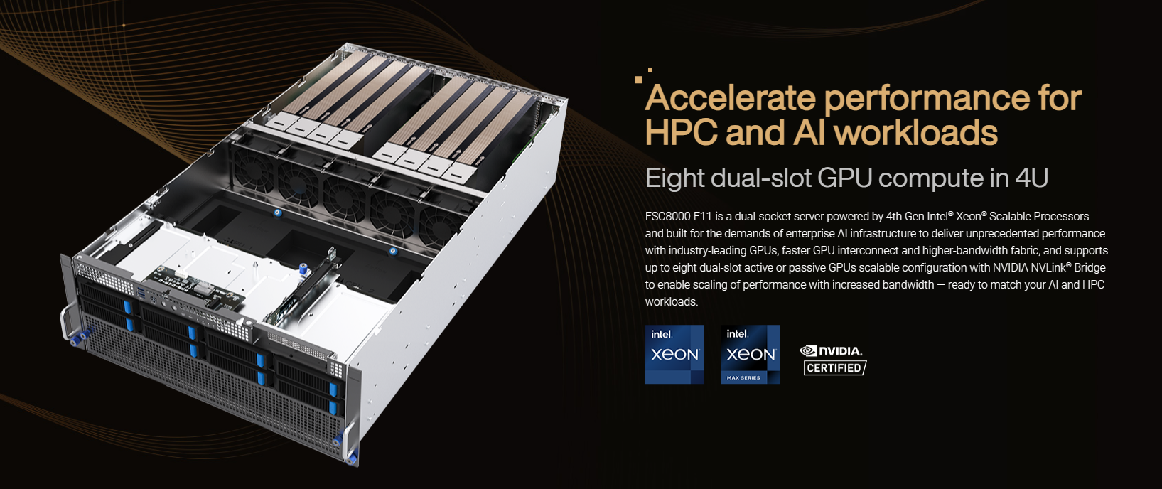 [SERVER] ASUS ESC8000-E11 (4U) - 4세대 INTEL Xeon Scalable 4U 듀얼소켓 GPU 서버